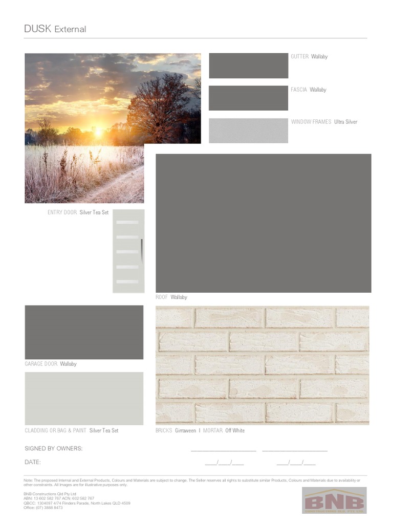 Dusk Color Scheme for Girraween Project | PDF | Door | Wall