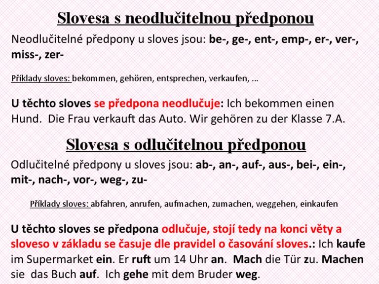 Slovesa S Odluč. Předponou | PDF