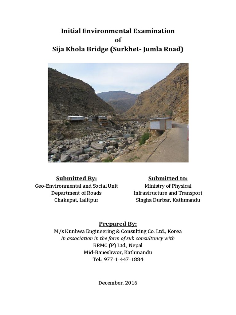 IEE of Sija Khola Bridge Construction | PDF | Environmental Impact Assessment | Road