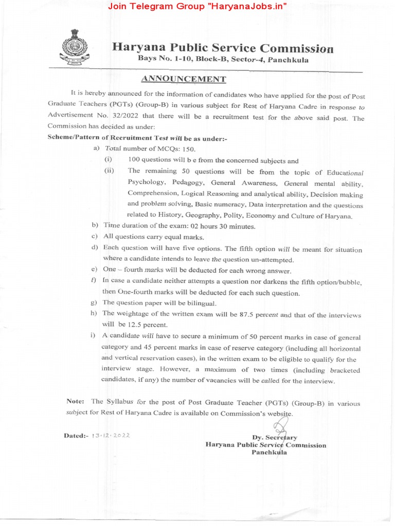 HPSC PGT Exam Pattern and Syllabus 2022 All Subjects | PDF | Cognitive ...