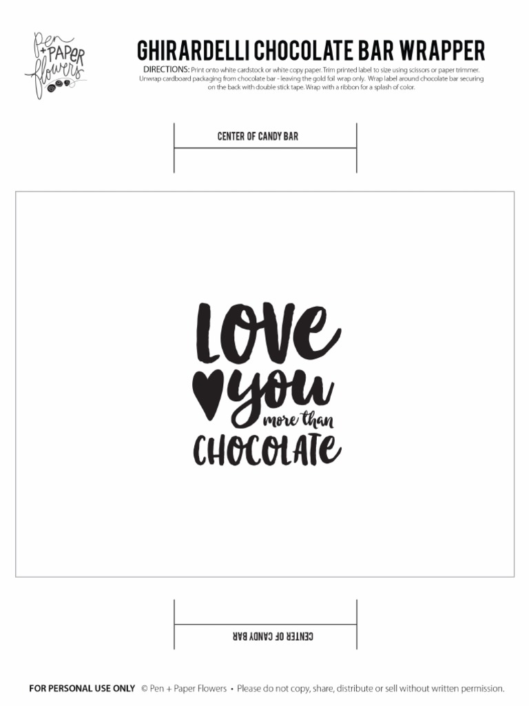 GHIRARDELLI Candy Bar Wrapper LOVE YOU MORE THAN CHOCOLATE Original | PDF