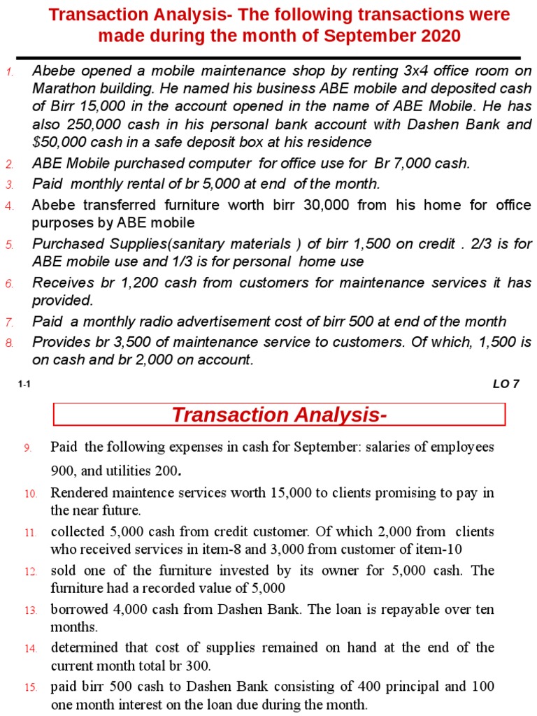 Ch 1 Transaction Analysis Download Free Pdf Debits And Credits Banks