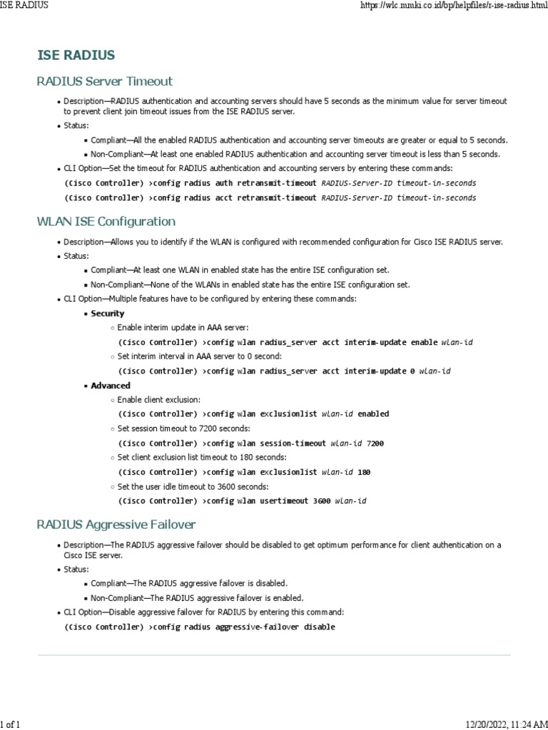 WLC-Best Practices-ISE Radius | PDF | Radius | Internet