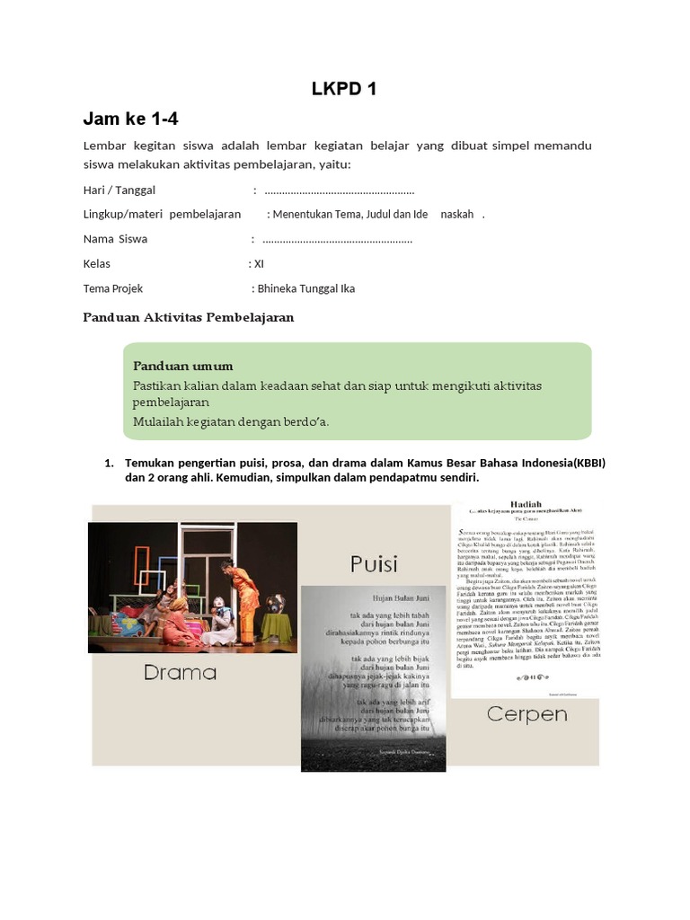 LKPD 1 Senin, 30 Januari 2023 Drama | PDF