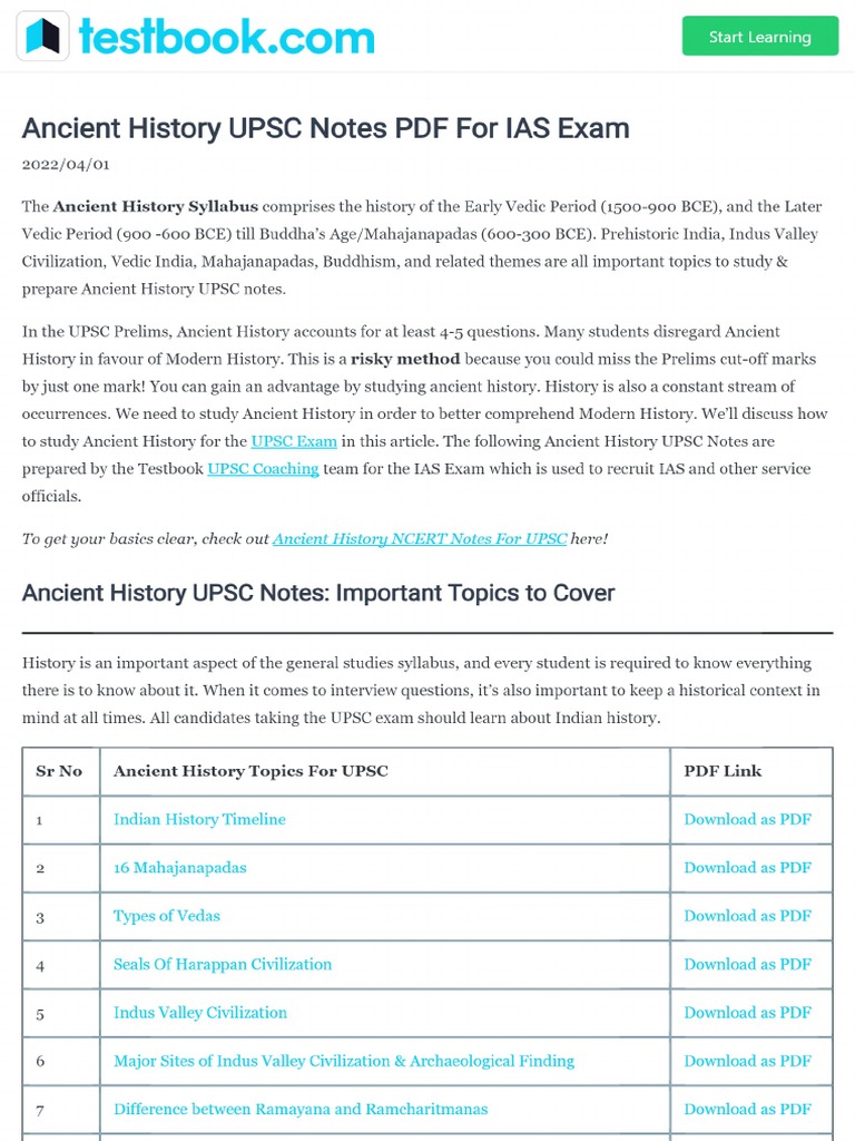 Ancient History Notes For Upsc PDF | PDF