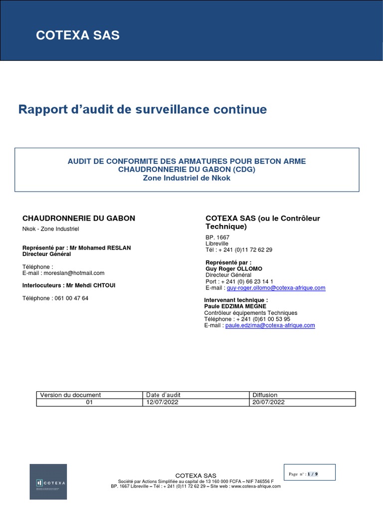 Surveillance de Controle CDG REV | PDF | Acier | Audit