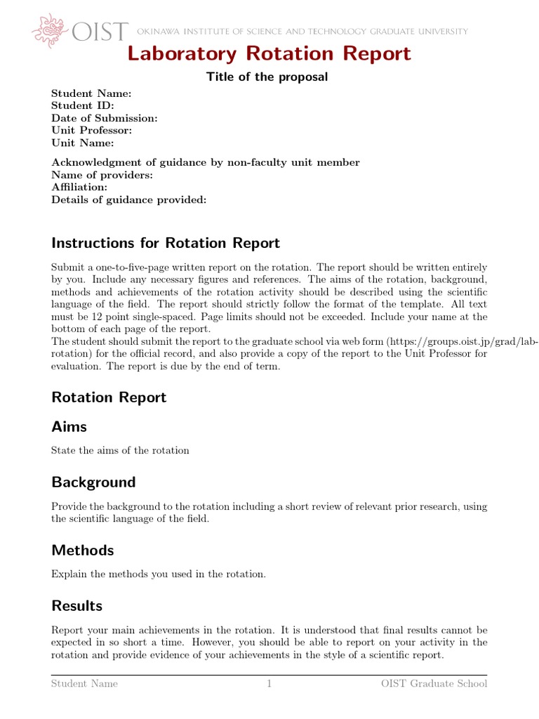 Oist Latex Template Lab Rotation Report | PDF