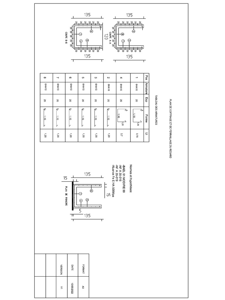 Plan de Coffrage Et de Ferraillage Du Regard Rev1 | PDF
