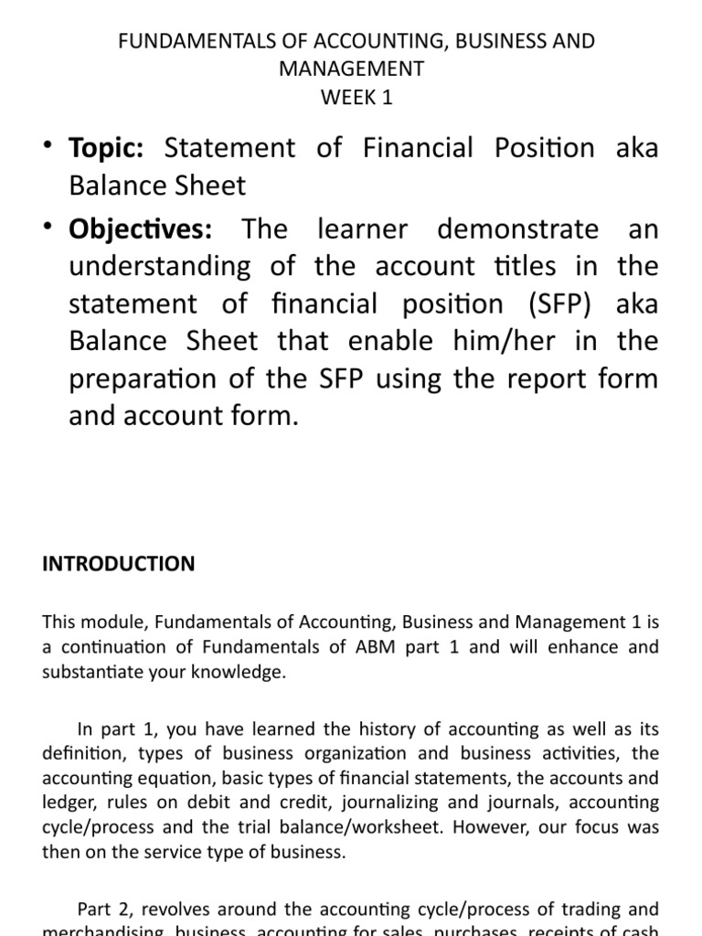 Fundamentals of Abm | PDF | Balance Sheet | Equity (Finance)