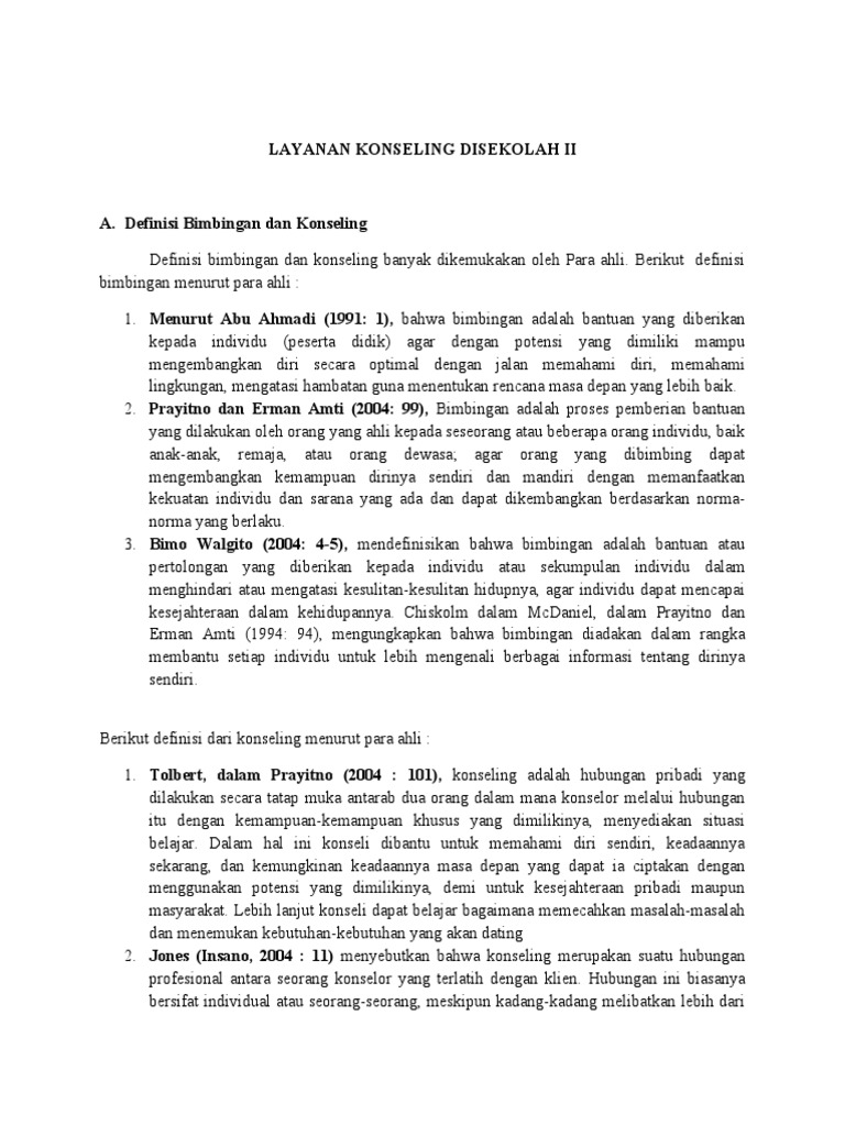 Layanan Konseling Sekolah: Definisi & Jenis | PDF | Karier & Perkembangan
