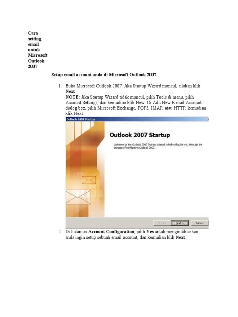 Cara Setting Email Untuk Microsoft Outlook 2007 | PDF | Karier ...