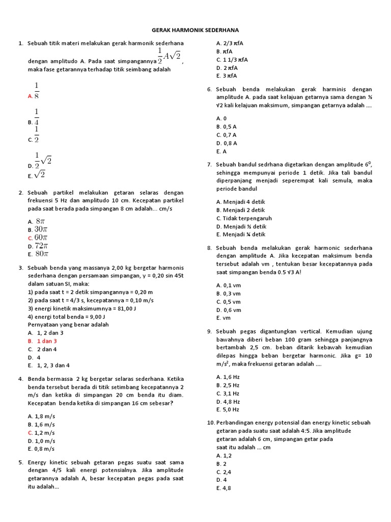 Gerak Harmonik Sederhana: Soal dan Pembahasan | PDF | Sains & Matematika