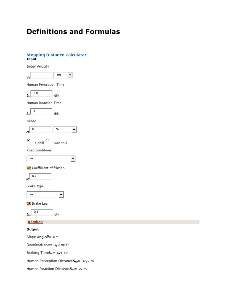 Definitions and Formulas | PDF | Friction | Acceleration