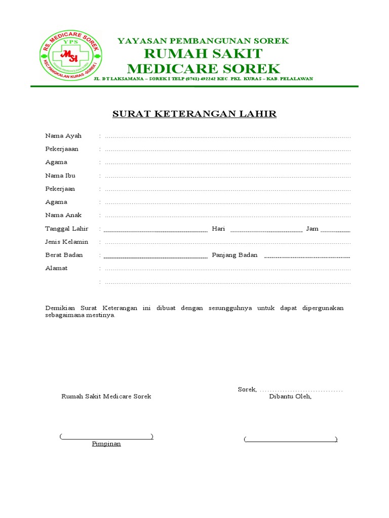 Surat Keterangan Lahir | PDF