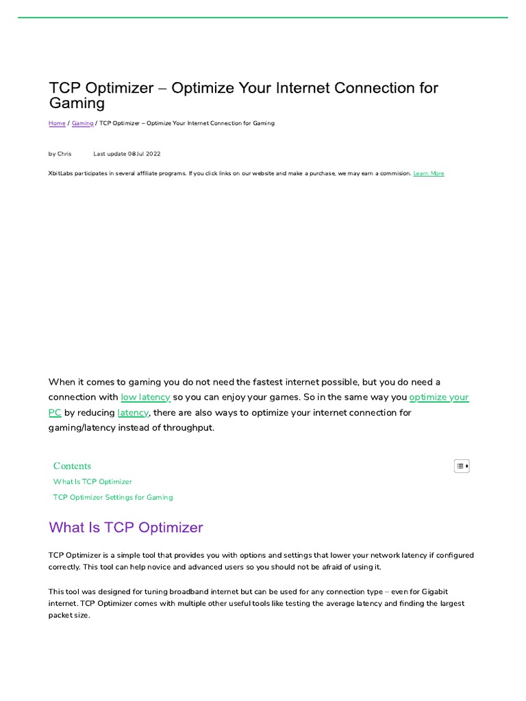Optimize Your Internet Connection For Gaming With Tcp Optimizer Xbitlabs Pdf 
