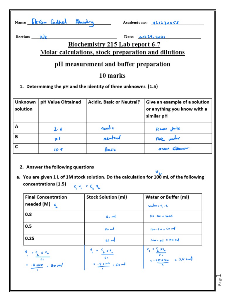 Lab Report 6-7 Bioc 215 2020 | PDF