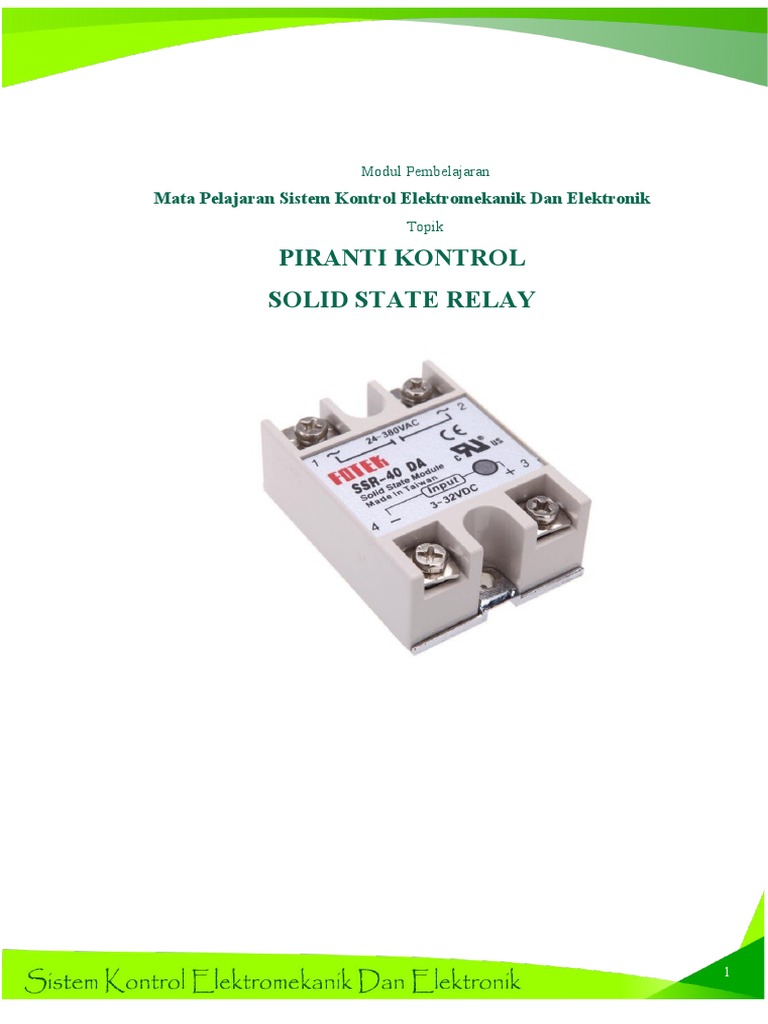 Piranti Kontrol Solid State Relay: Mata Pelajaran Sistem Kontrol ...