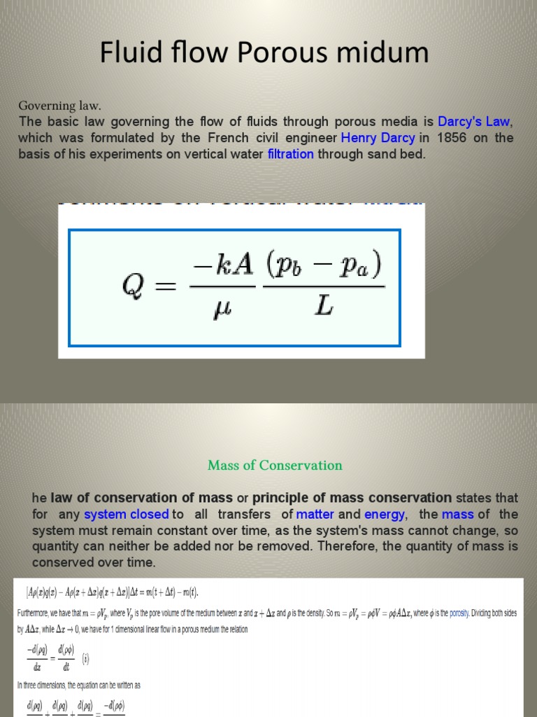 Fluid Flow in Porous Medium | PDF