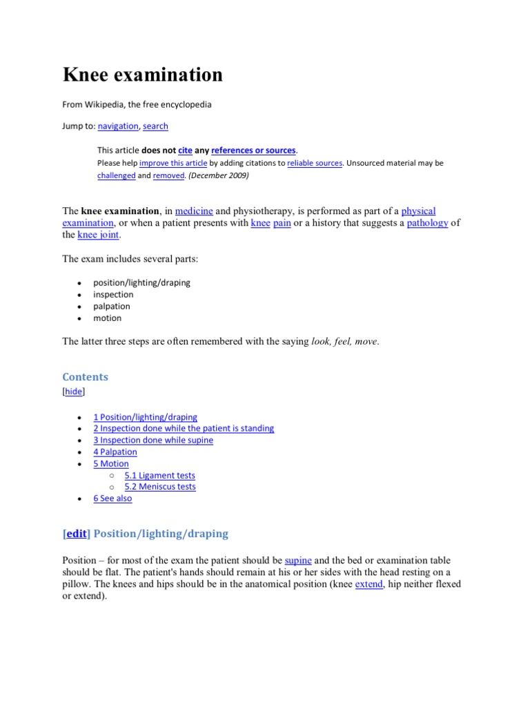 Knee Examination Pdf Knee Limbs Anatomy