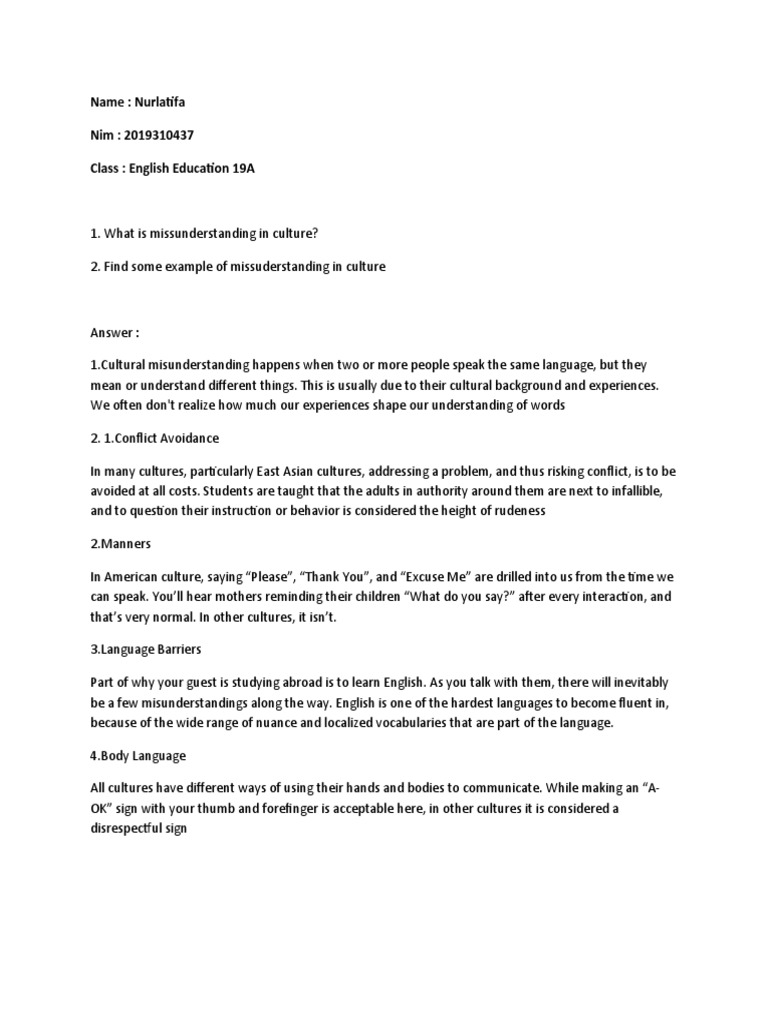 Cultural Misunderstandings: Examples of How Differences in Expectations ...