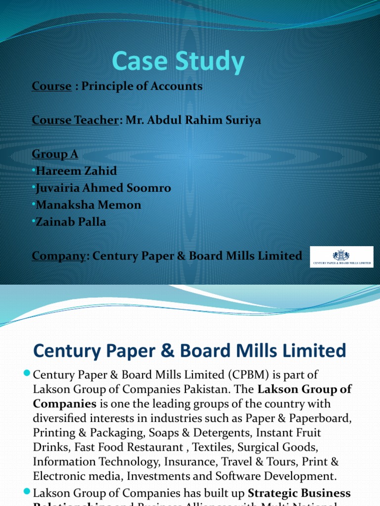 Century Paper and Board Mills Limited - Case Study | PDF | Dividend | Economies