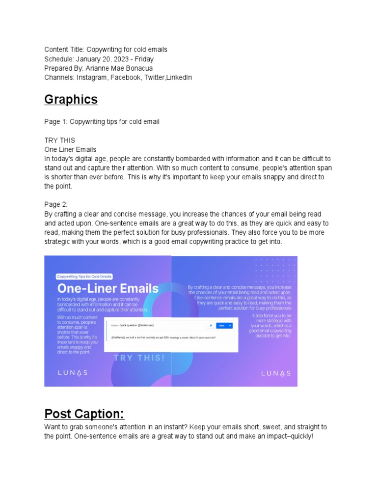Cold Email Copywriting Tips | PDF