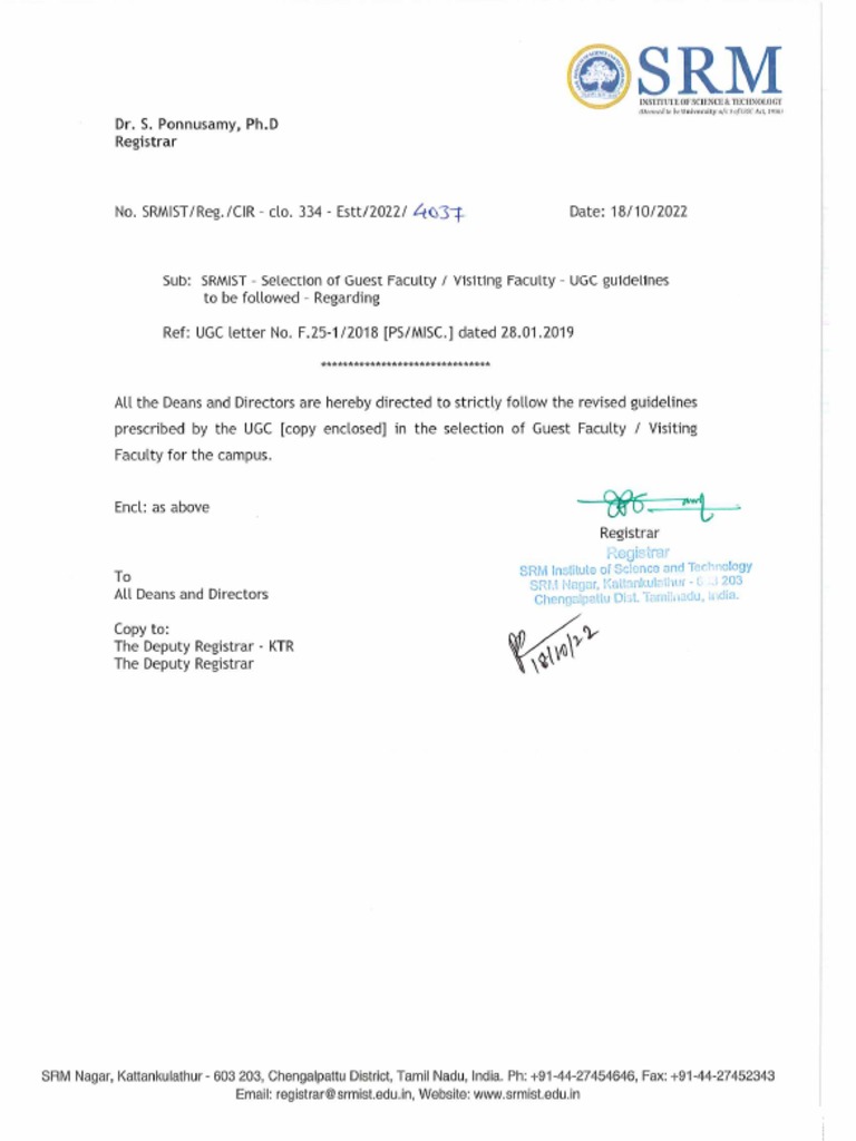 Selection of Guest Faculty Visiting Faculty Ugc Guidelines | PDF