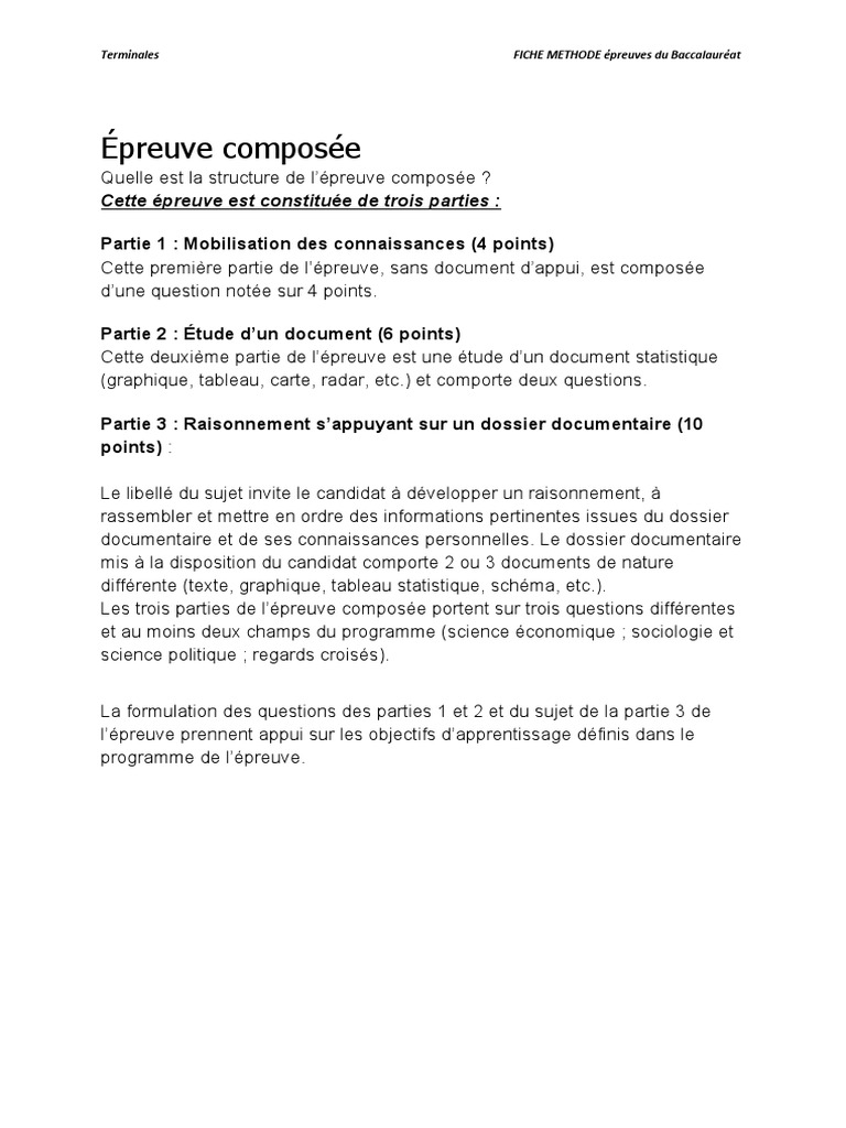 Fiche Méthode Épreuves Du BAC | PDF | Document | Méthode scientifique