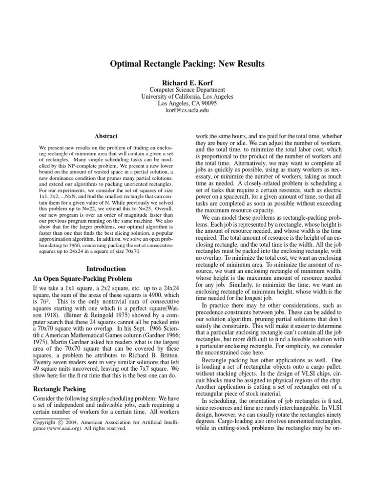 Rectangle Packing - New Results | PDF | Maxima And Minima | Time Complexity