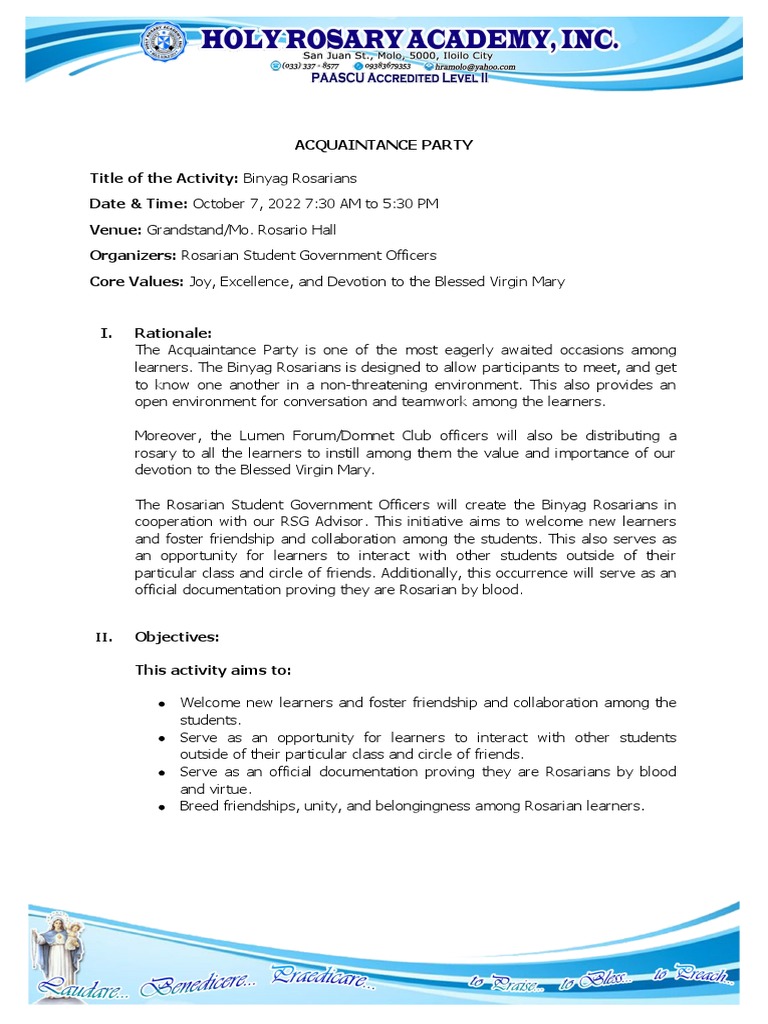 Binyag Rosarians Proposal | PDF