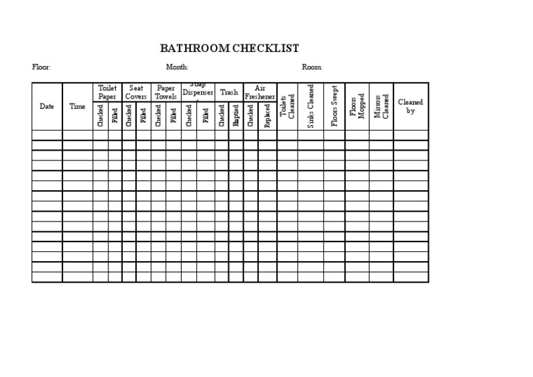 Washroom Checklist | PDF
