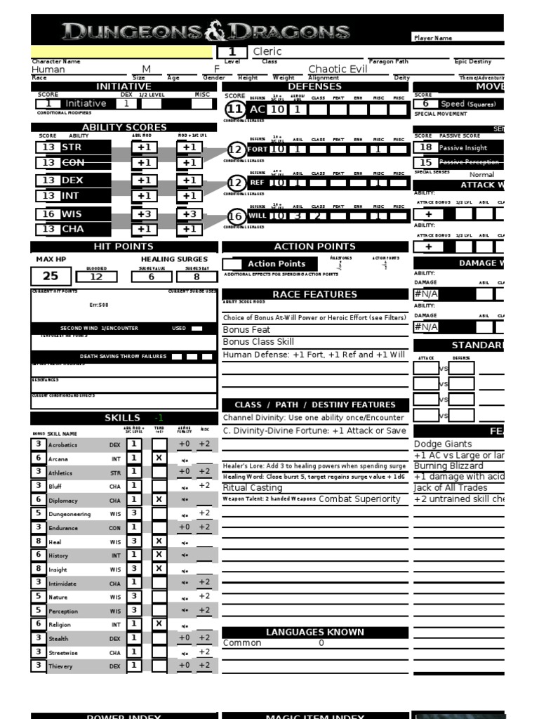 Chris' Character Sheet | PDF | D20 System | Role Playing Games
