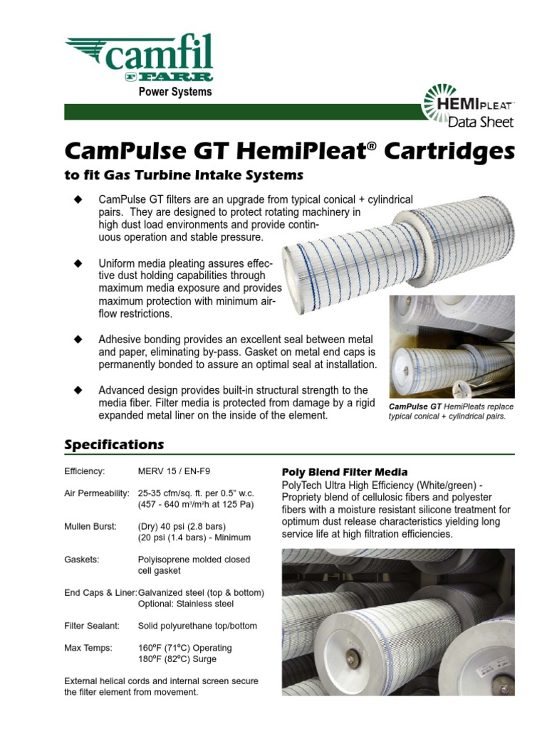 Campulse GT HemiPleat BM | PDF | Filtration | Galvanization