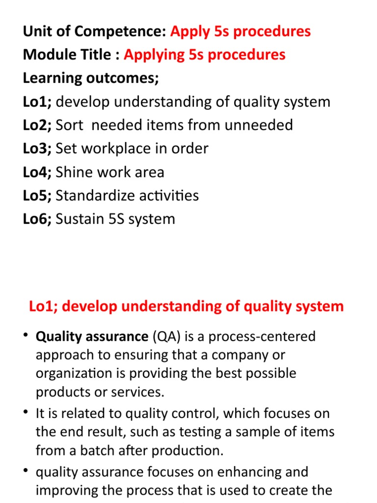 Apply 5s Procedure | Download Free PDF | Quality Assurance | Business