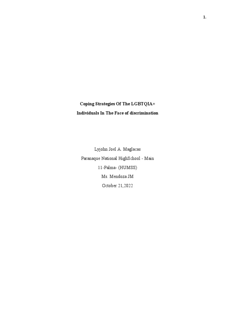 Coping Strategies and Mental Health Impacts of Discrimination Faced by LGBTQIA+ Individuals ...