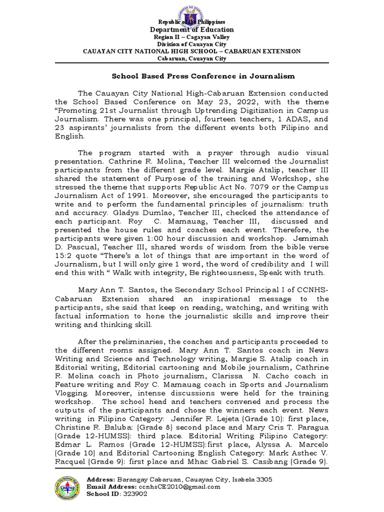 School Based Journalism | PDF | Journalism | Communication