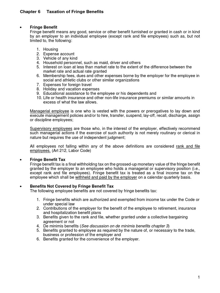 Ch06 Taxation of Fringe Benefits | PDF | Employee Benefits | Employment
