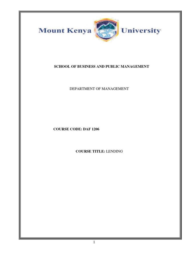 2980 Daf1206 Lending | PDF | Loans | Banks