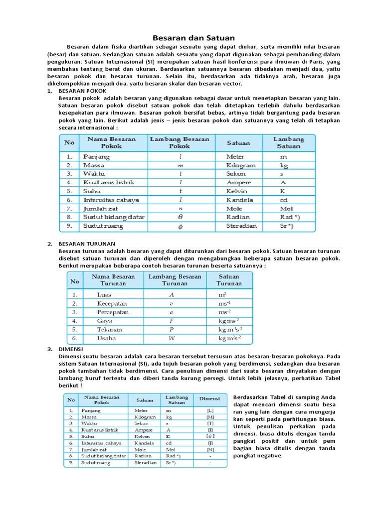 Besaran dan Satuan dalam Fisika SI | PDF