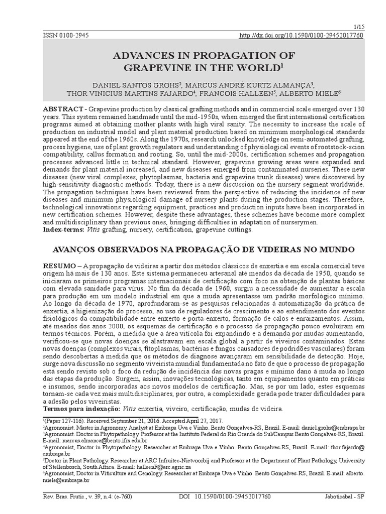 ADVANCES IN PROPAGATION of Grapevine | PDF | Plant Pathology ...