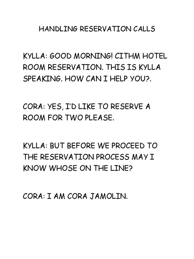 Handling Reservation Calls | PDF