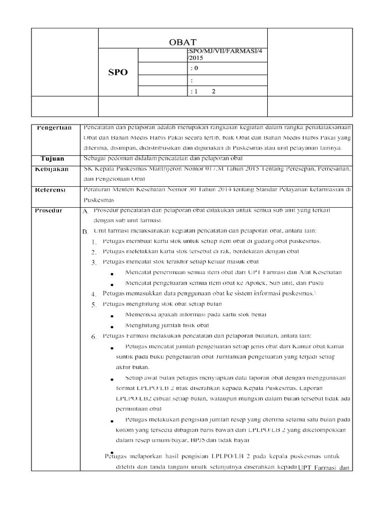 4.spo Pencatatan Dan Pelaporan | PDF