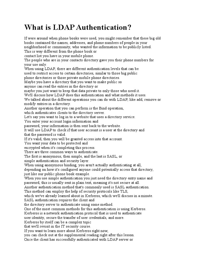 2.what Is LDAP Authentication | PDF | Access Control | Internet Standards