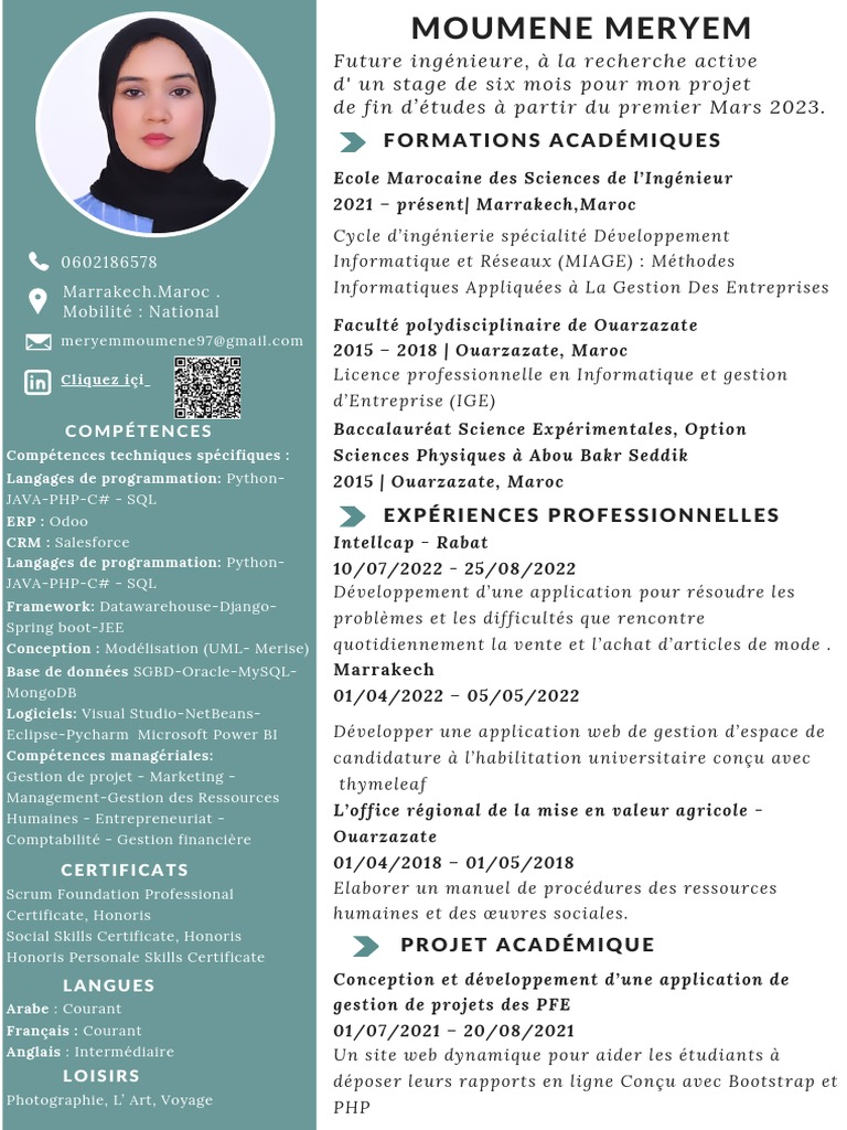 Moumene Meryem Versionf | PDF | Application | Maroc