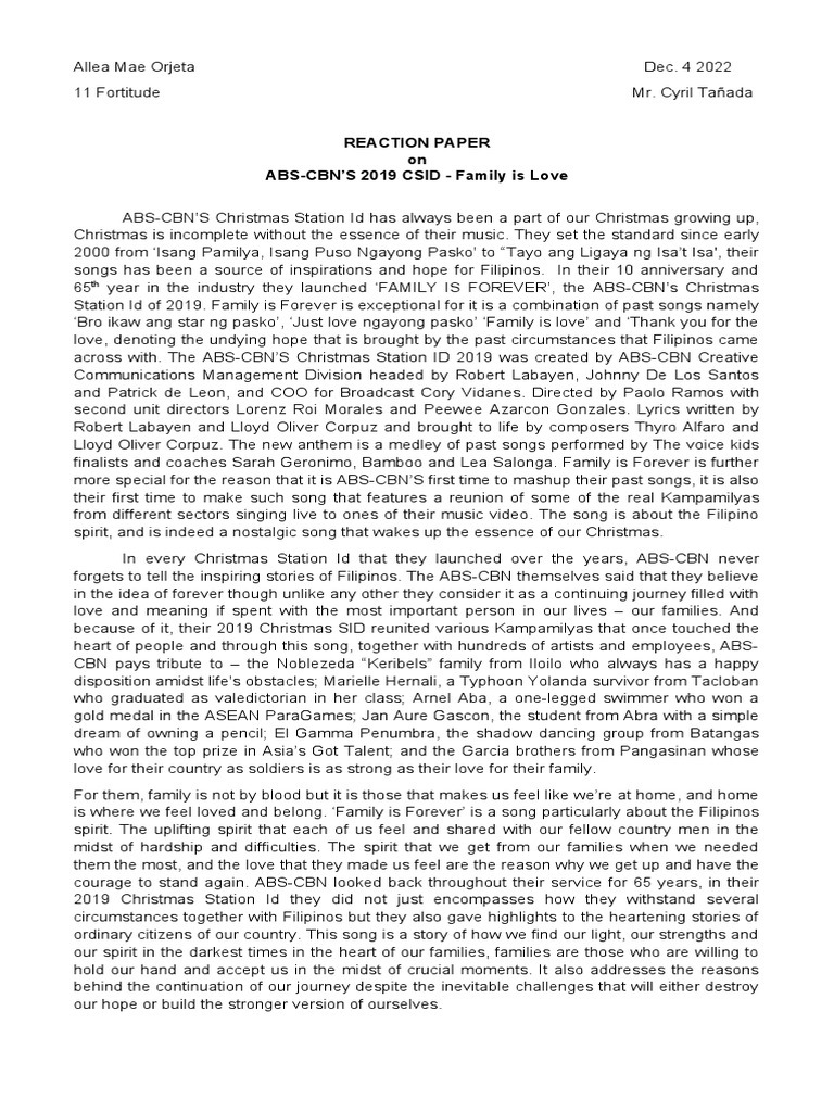 Reaction Paper | PDF