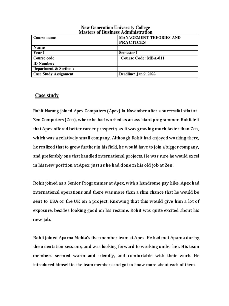 Management Theories and Practices CASE Study Assignment | PDF ...