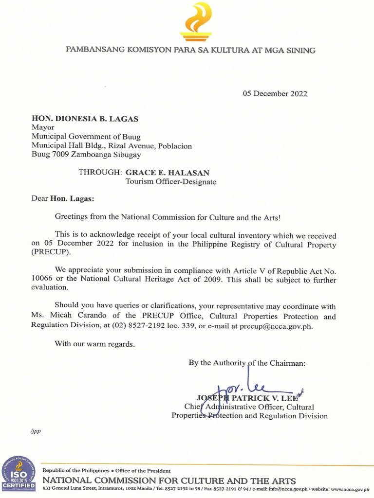 Acknowledgment Letter - Buug, Sibugay | PDF