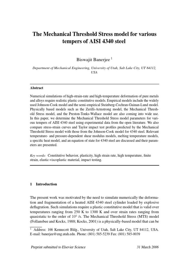 MTS Model 4340 Steel | PDF | Deformation (Engineering) | Yield ...