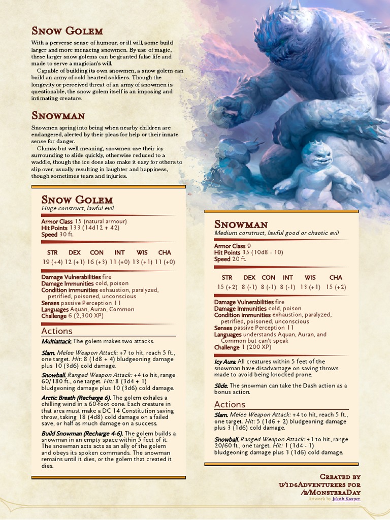 Snowmen and Snow Golems | PDF