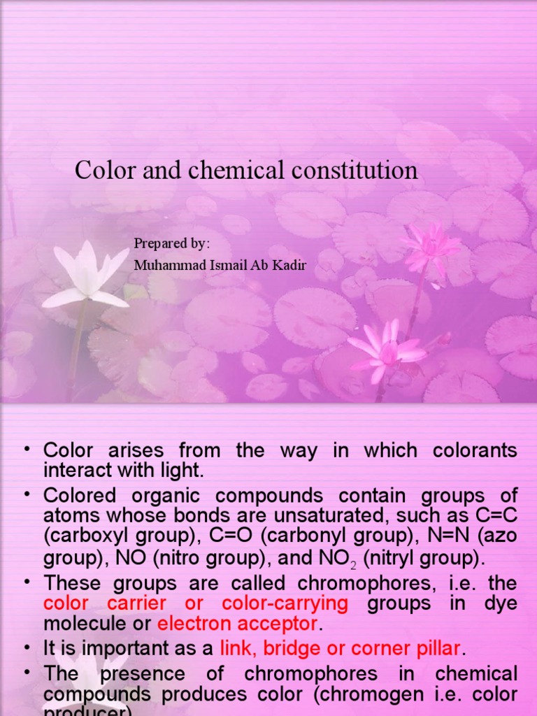 4-Color and Chemical Constitution-Classification of Dyes | PDF | Dye | Ion